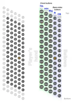80 Bass Accordion Chart - Diagram, Bass Notes, List of Chords